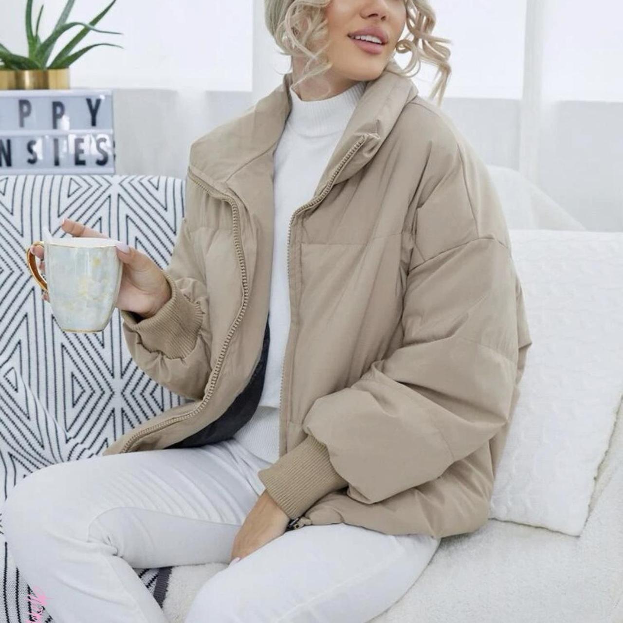 Beige puffer jacket - oversized fit - super warm -... - Depop