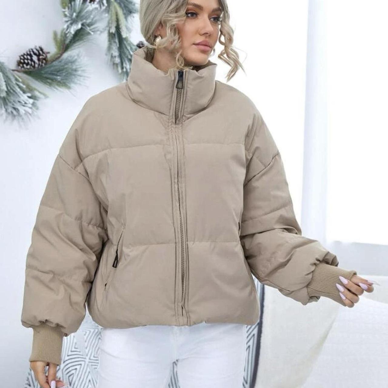 Beige puffer jacket - oversized fit - super warm -... - Depop