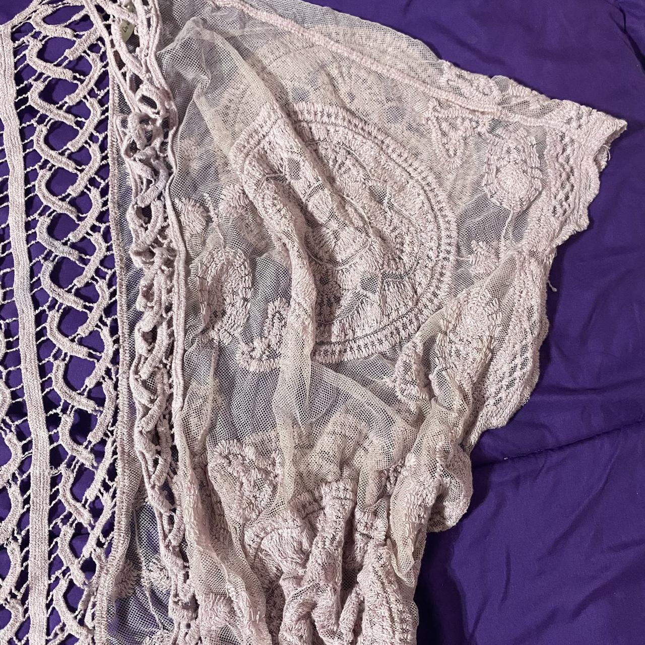 Hot Rags Hippie Boho Pink Lace Kimono Style Cardigan... | Depop