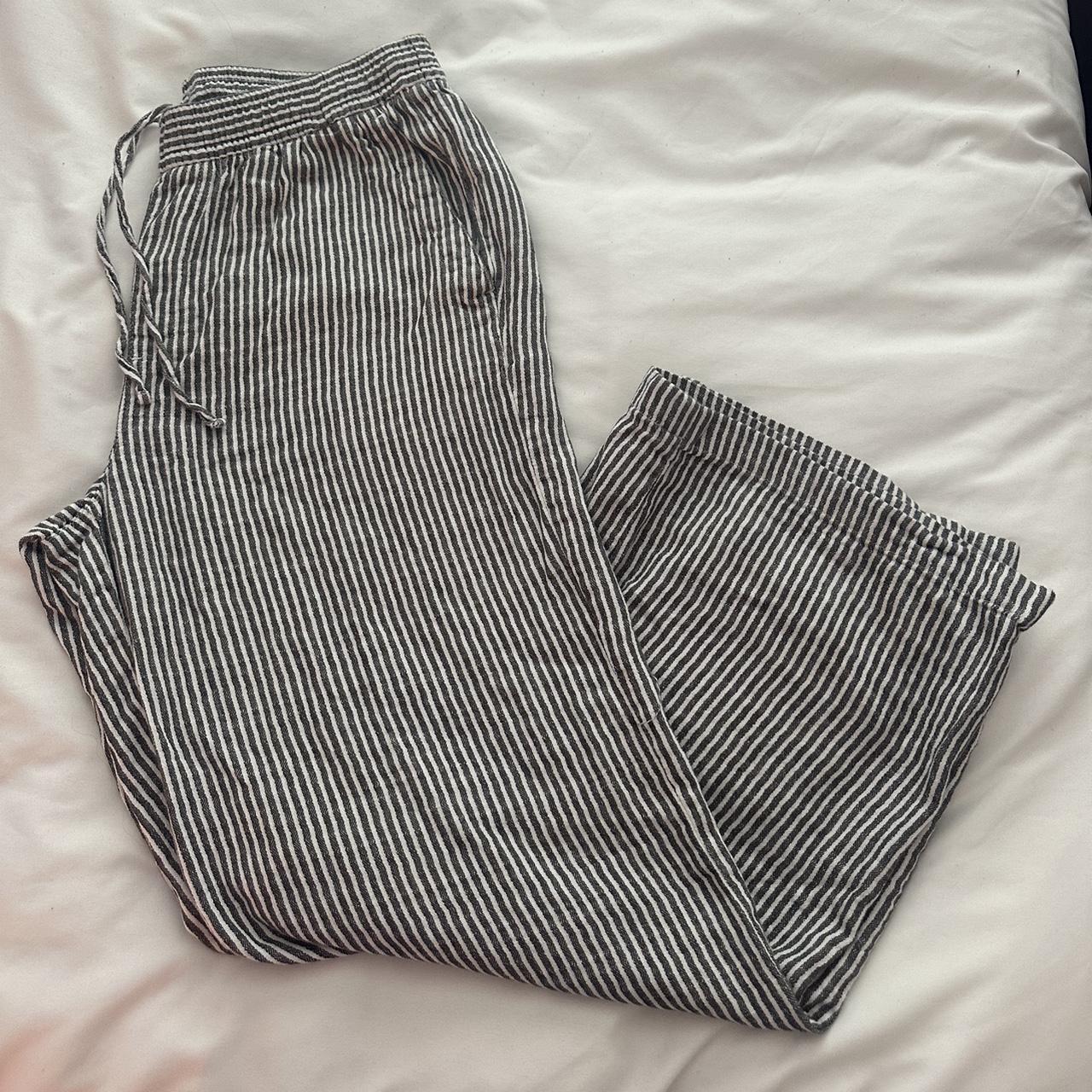 Beachy Linen striped pants #beach #linen #linen pants - Depop