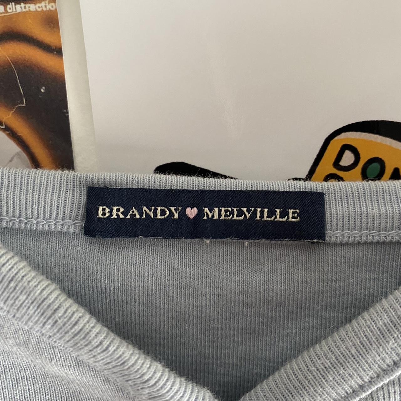 Brandy Melville Women's White and Blue Top | Depop