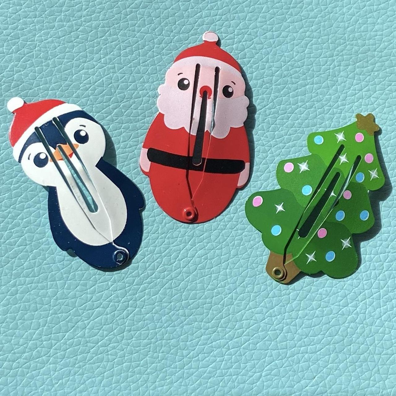 3pc Christmas snap hair clips Santa penguin and... - Depop