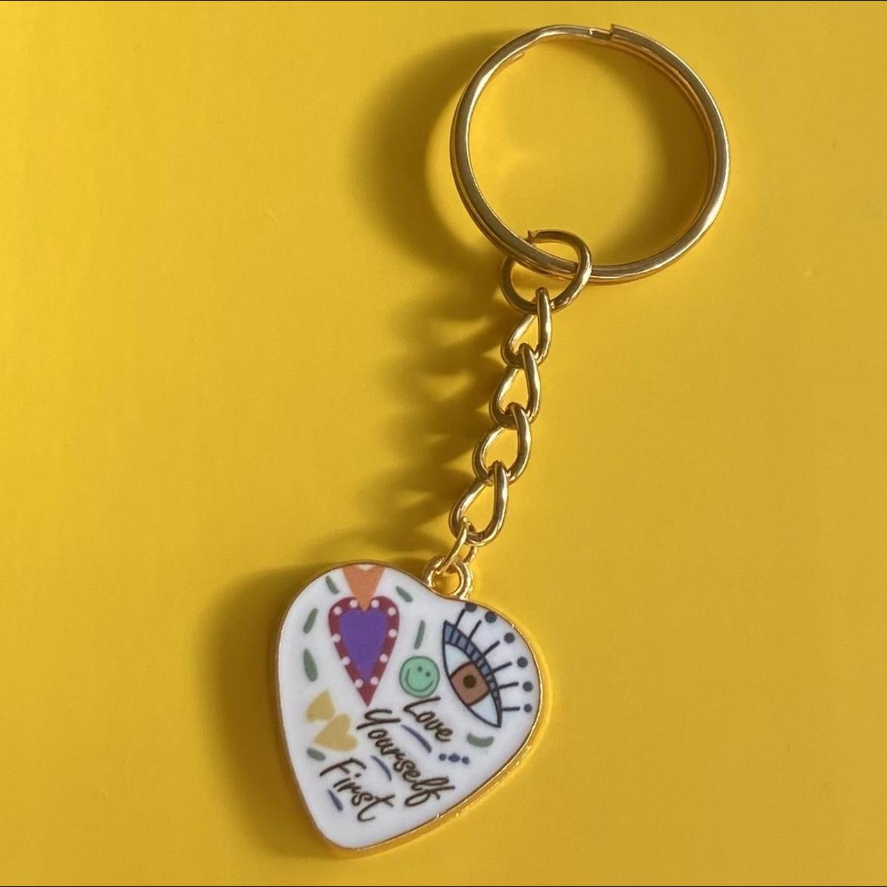 Gold plated funky heart keyring / keychain... - Depop