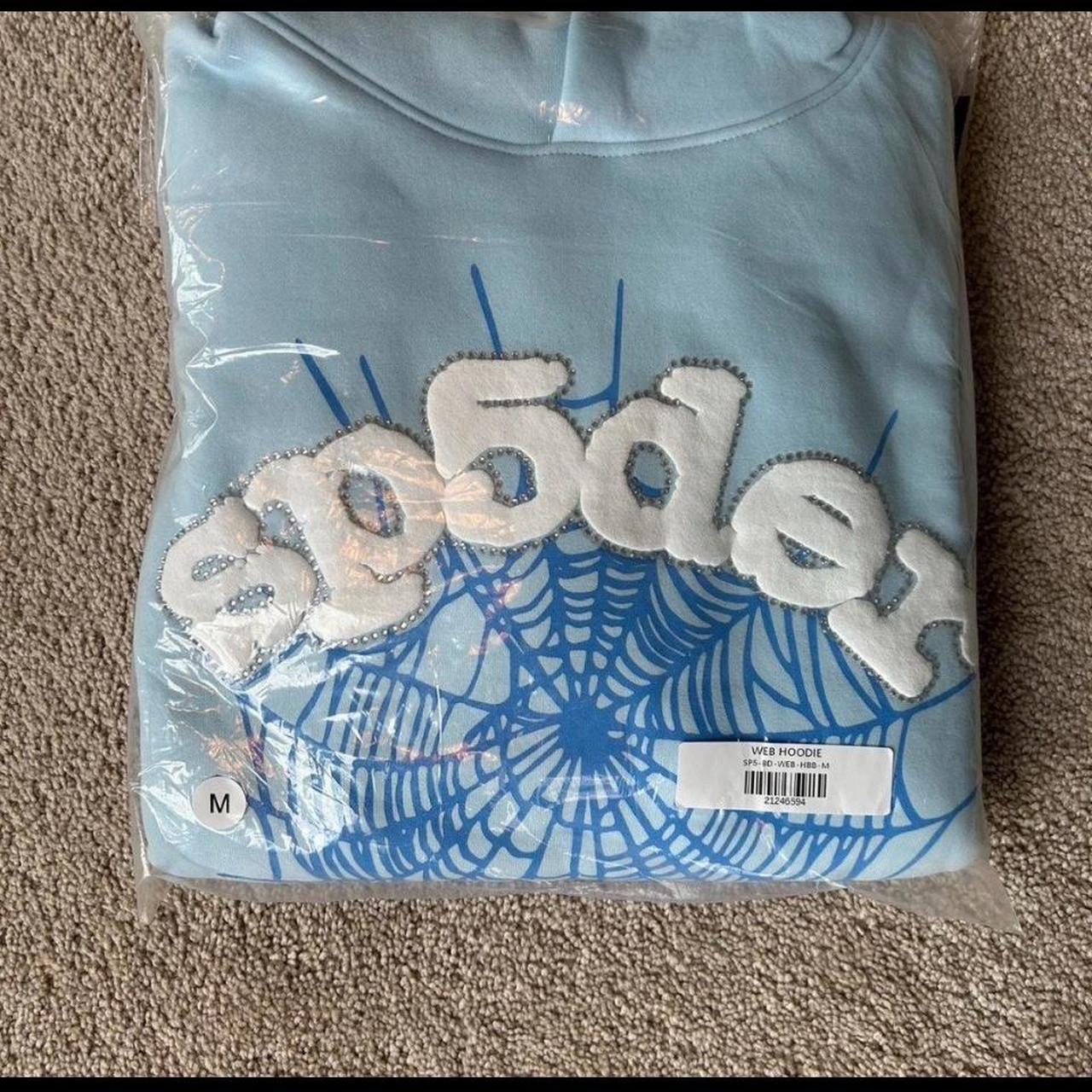 Light blue sp5der hoodie | Depop