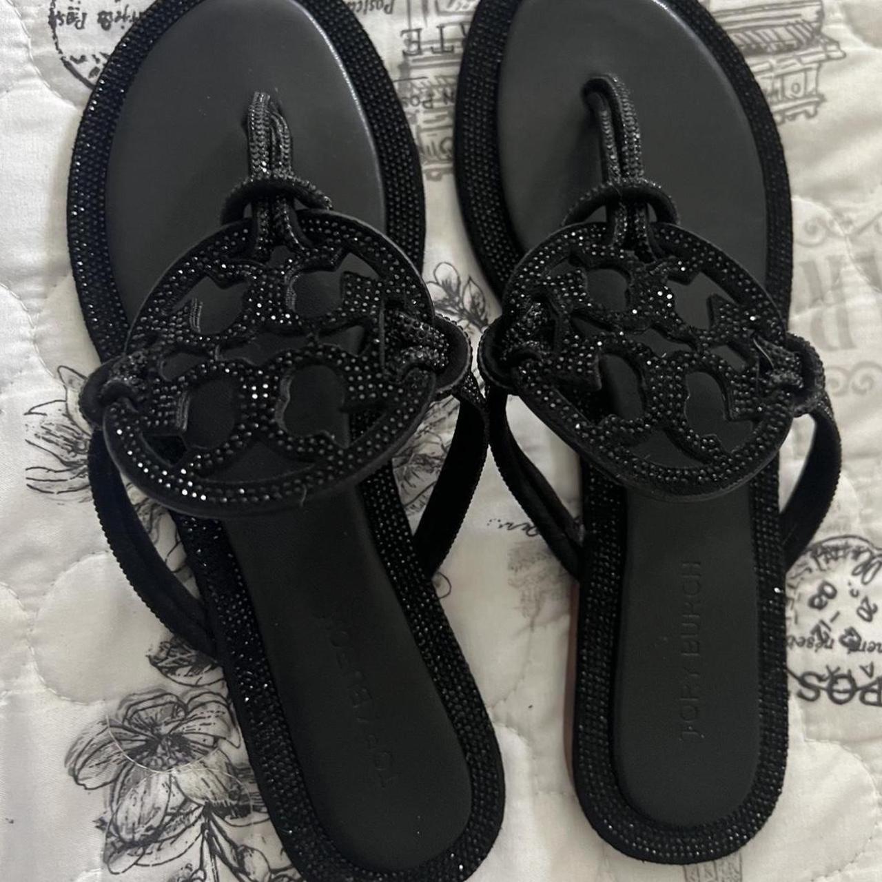 Tory burch black sparkle sandals Worn twice just... - Depop