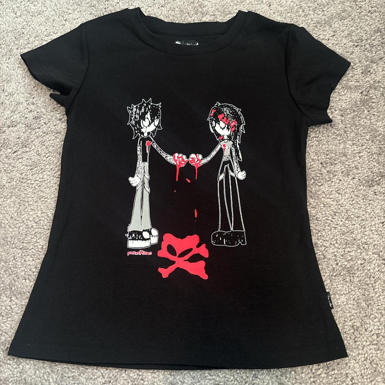 punxnkisses emo luv baby tee size L, fits M-L.... - Depop