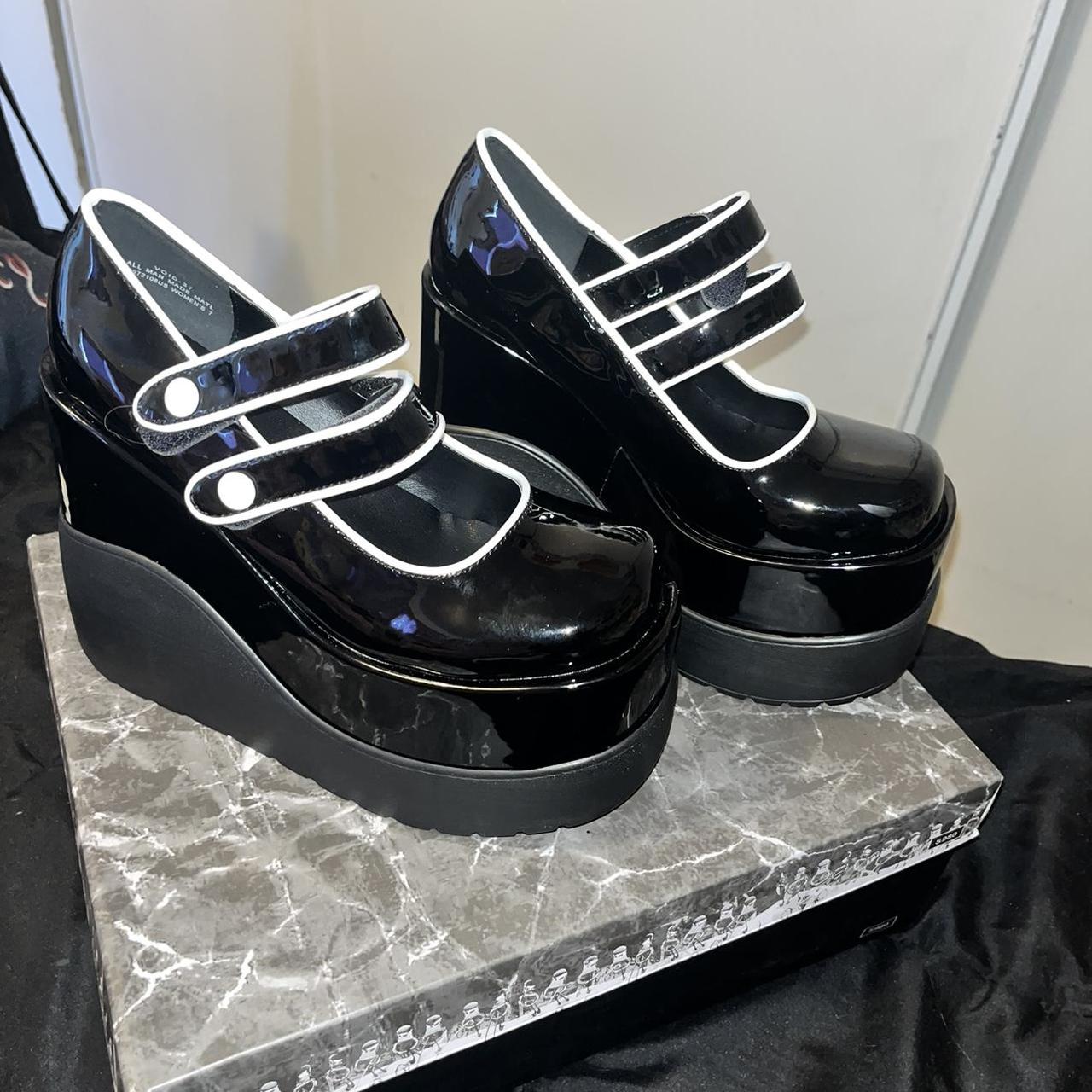 Demonia Patent Void-37 Platform Mary Janes features... - Depop