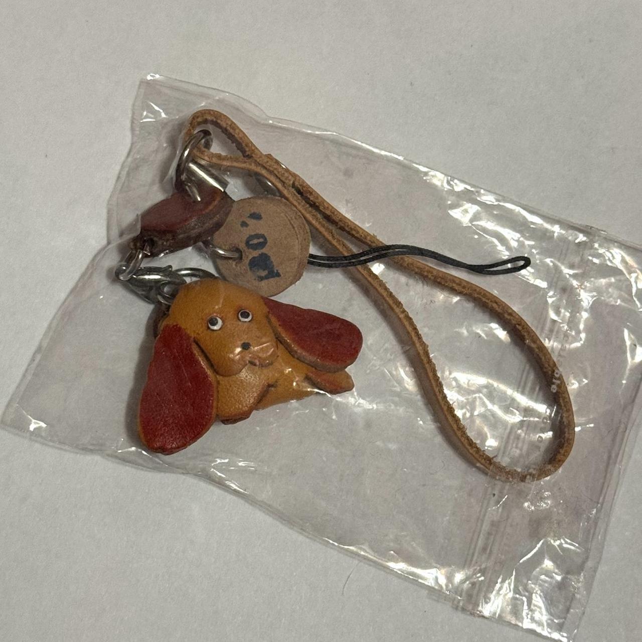adorable dog charm/keychain/trinket!! leather like... | Depop