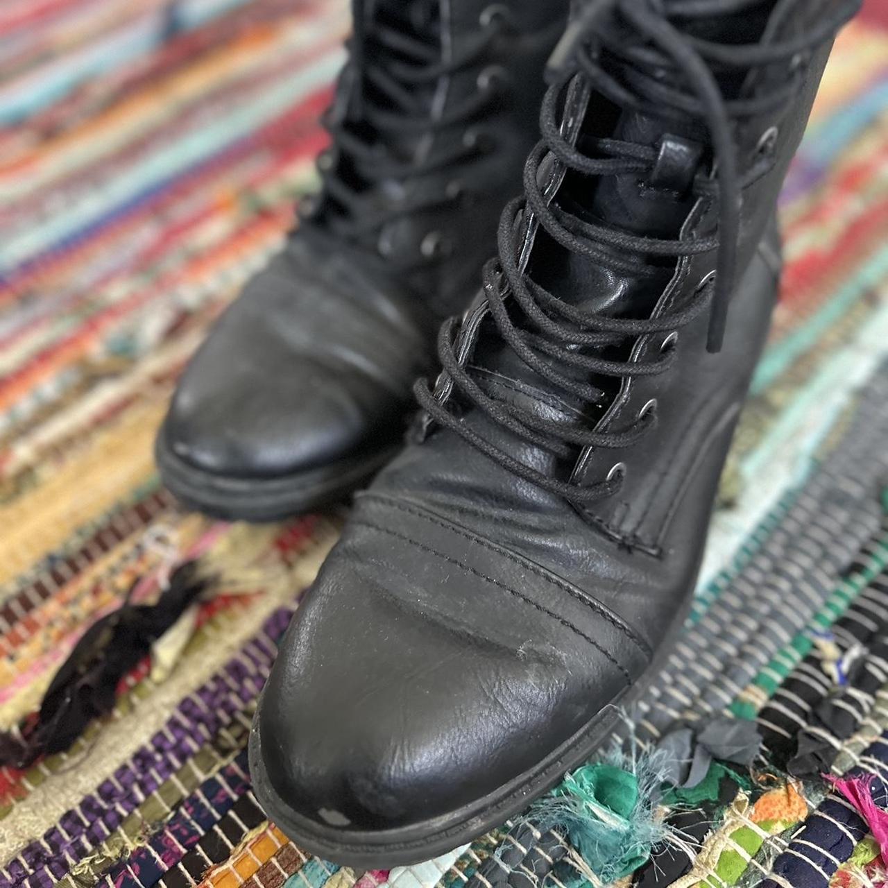 black combat boots -some scuffing on the front... - Depop