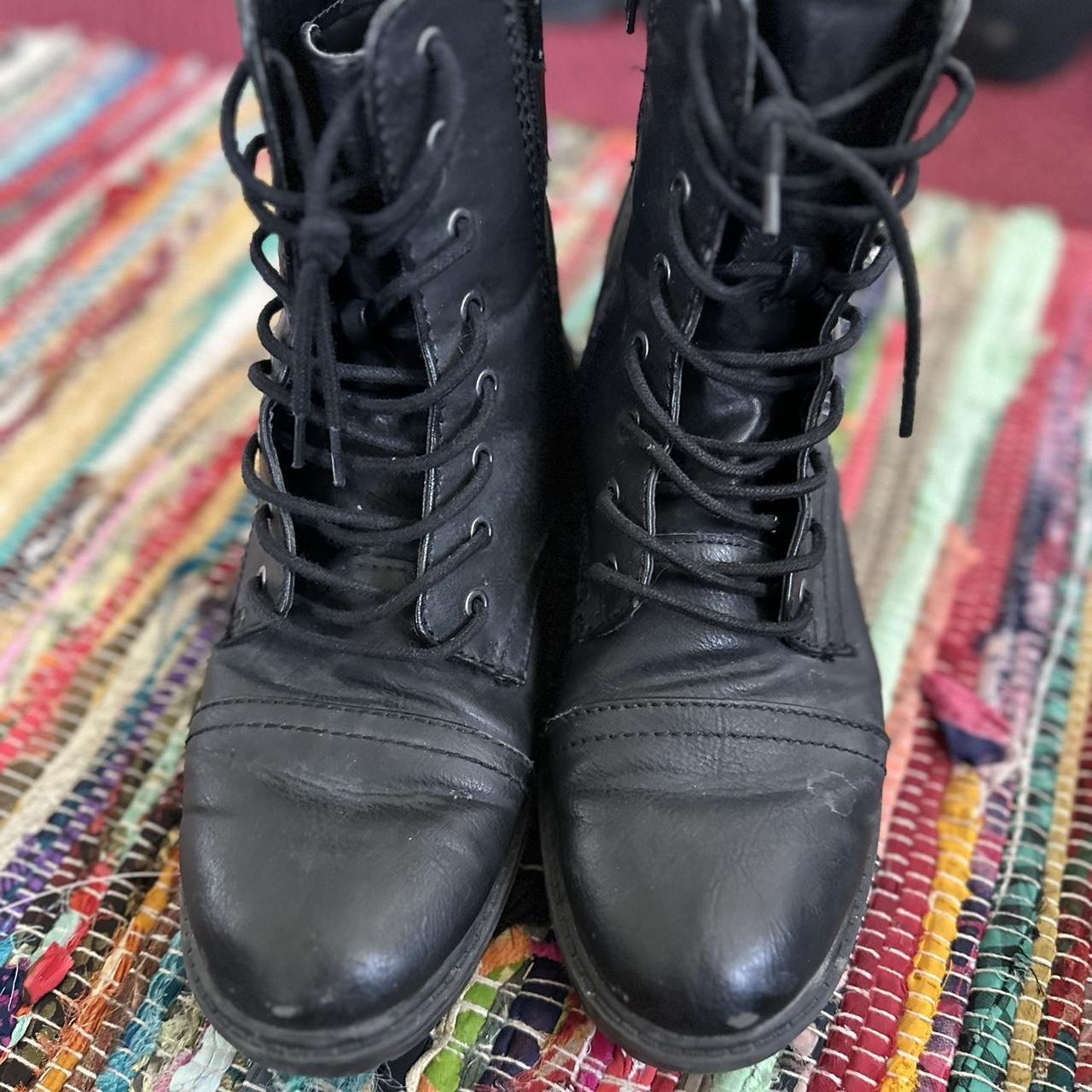 black combat boots -some scuffing on the front... - Depop