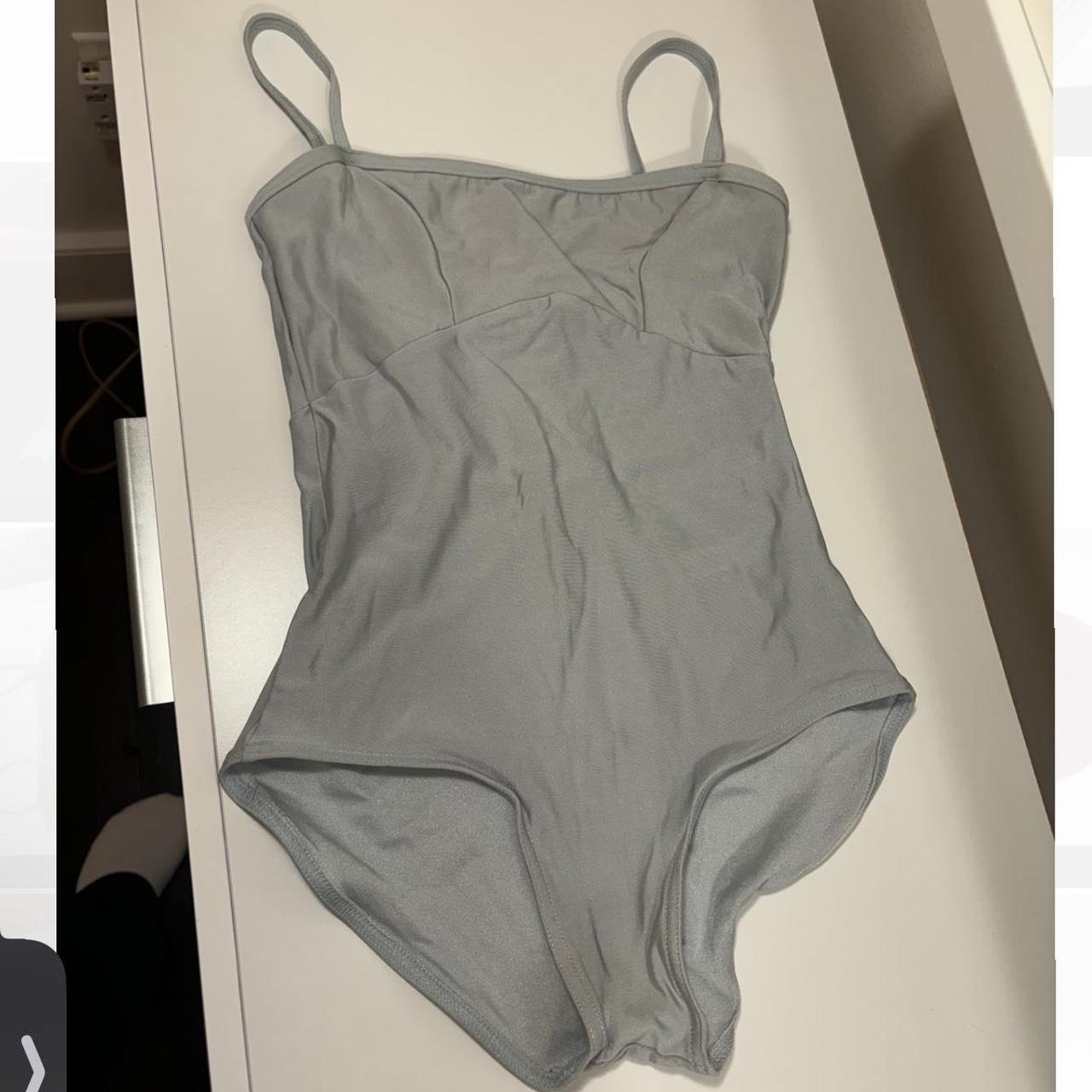 Yumiko Denise Nylon leotard in light blue, bust... - Depop