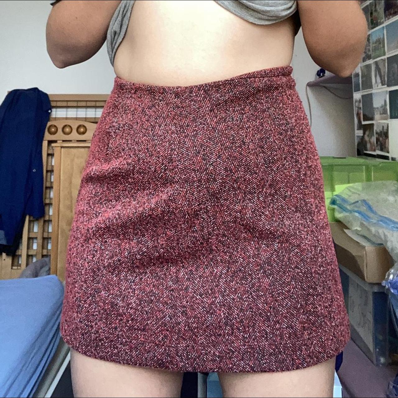 Red smart skirt. Warm and cosy, good for a casual... - Depop