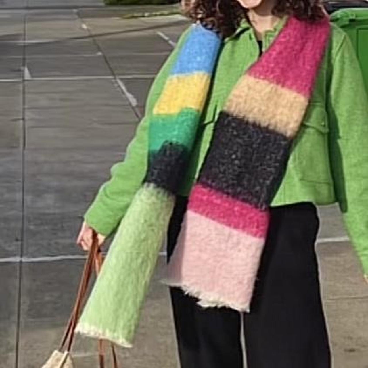 multicolor striped scarf - Depop