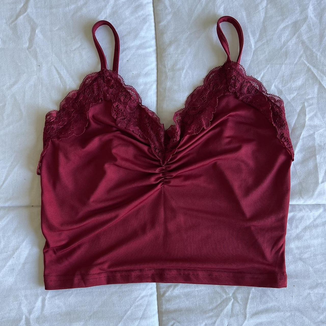 red lace cami top - Depop