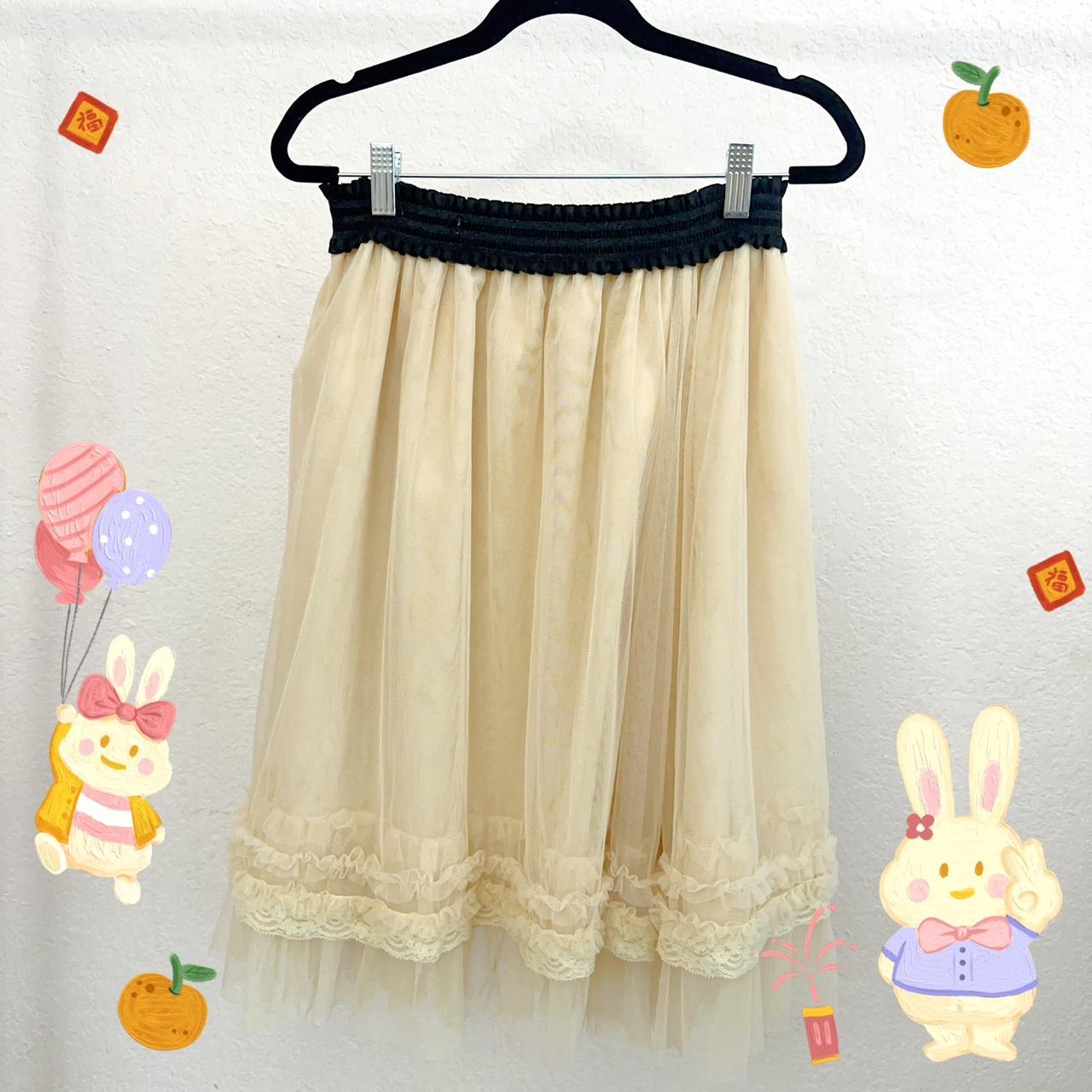 Axes Femme 3 layer cream skirt with elastic... - Depop