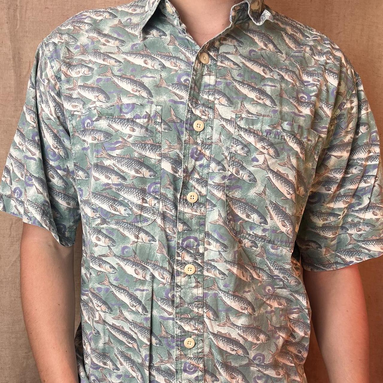 fish button up Orvis - Depop