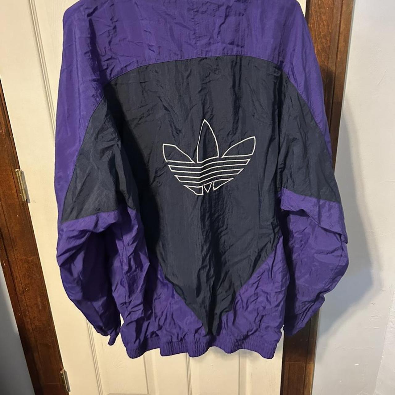 Purple adidas track running jacket No noticeable... - Depop