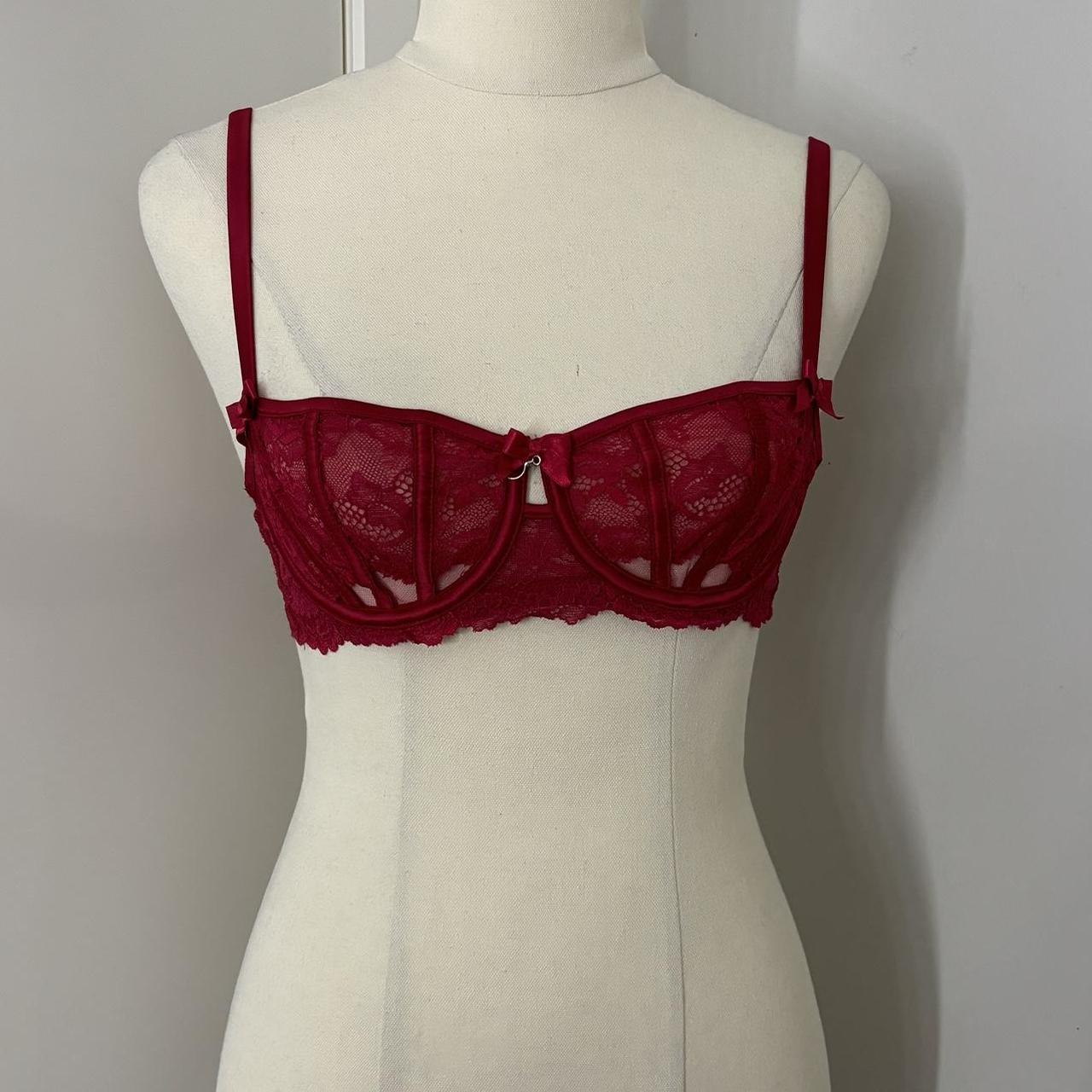 Bras n things red lace bra 8A Only worn a couple... - Depop