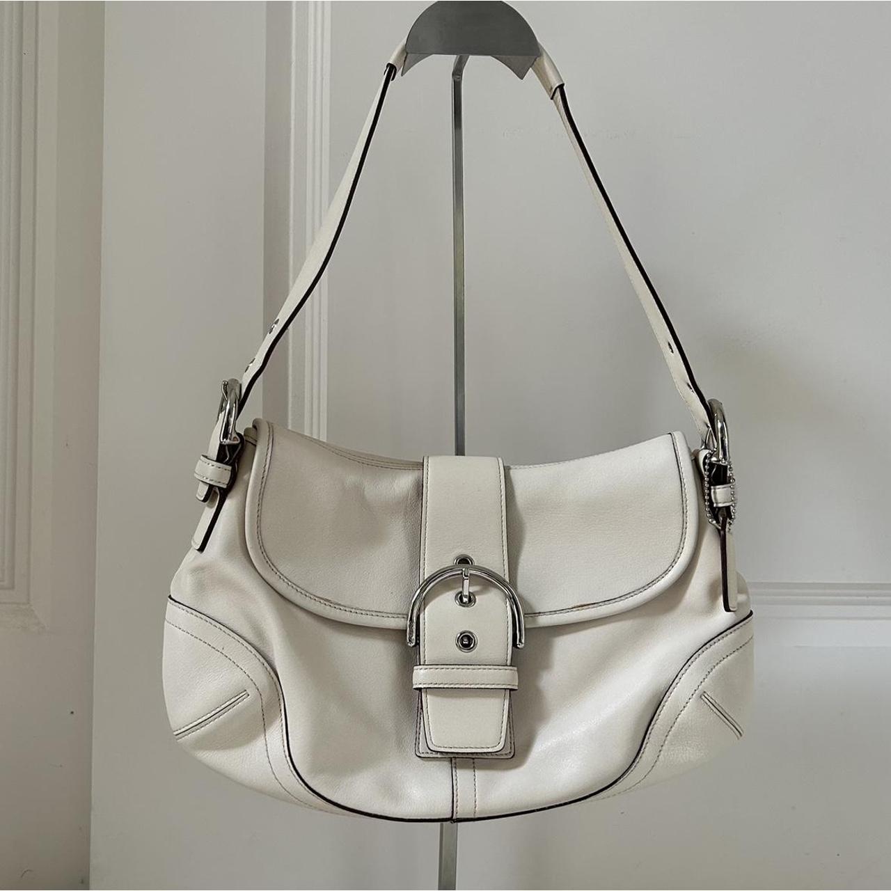 Authentic vintage coach soho bag in white leather... - Depop