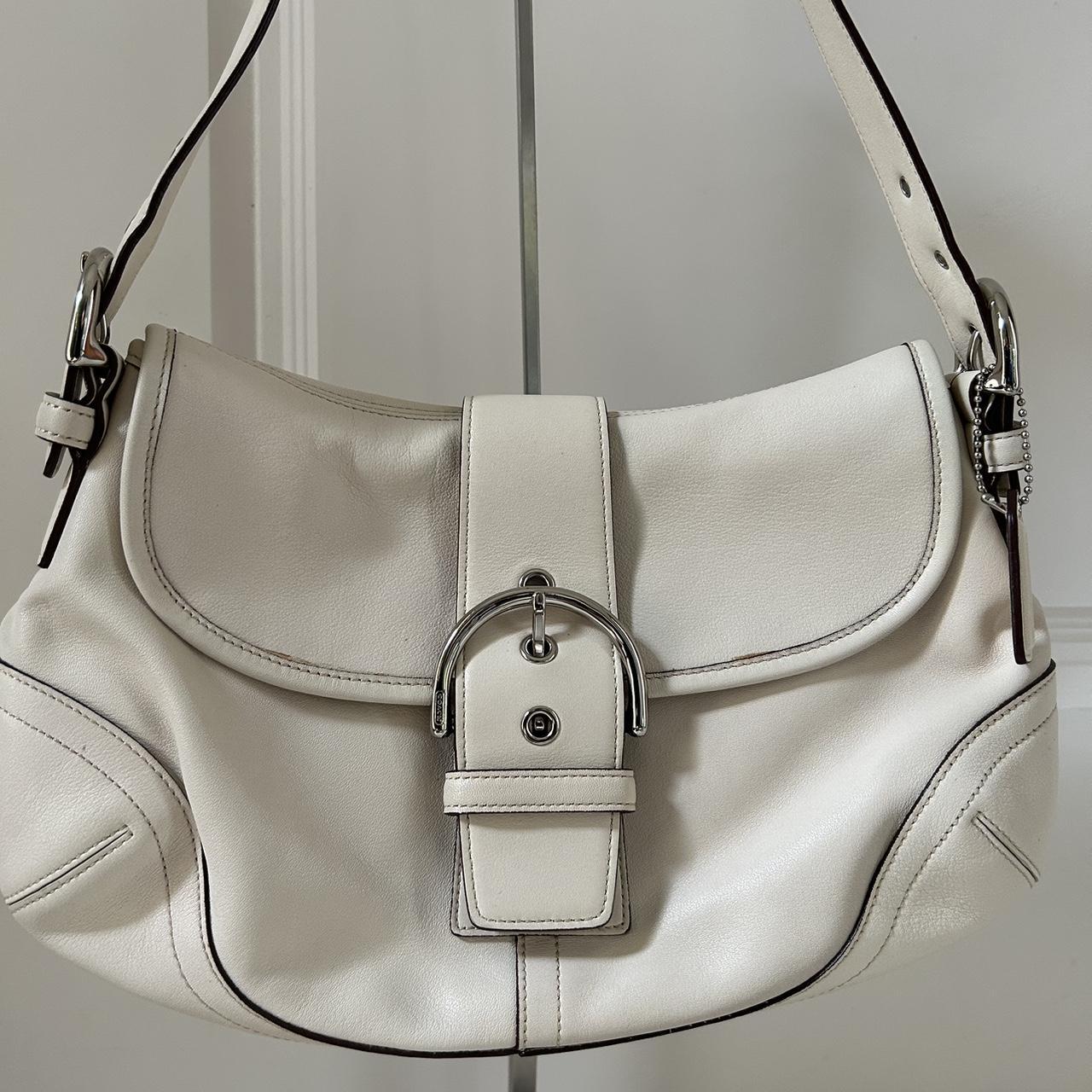 Authentic vintage coach soho bag in white leather... - Depop