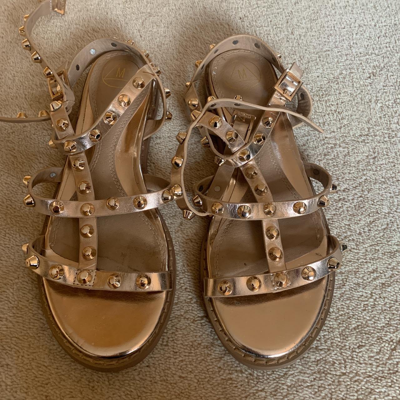 Rose gold studded sandals missguided size 5 . Good... - Depop