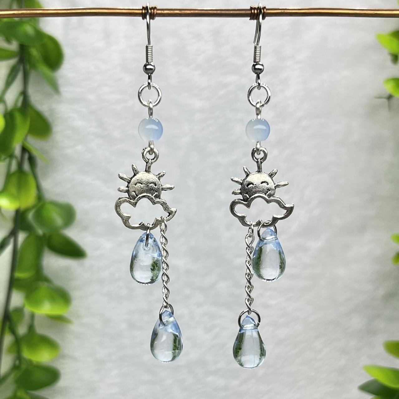 Cute Cloud and Raindrop Earrings 💧 ♡ Handcrafted... - Depop