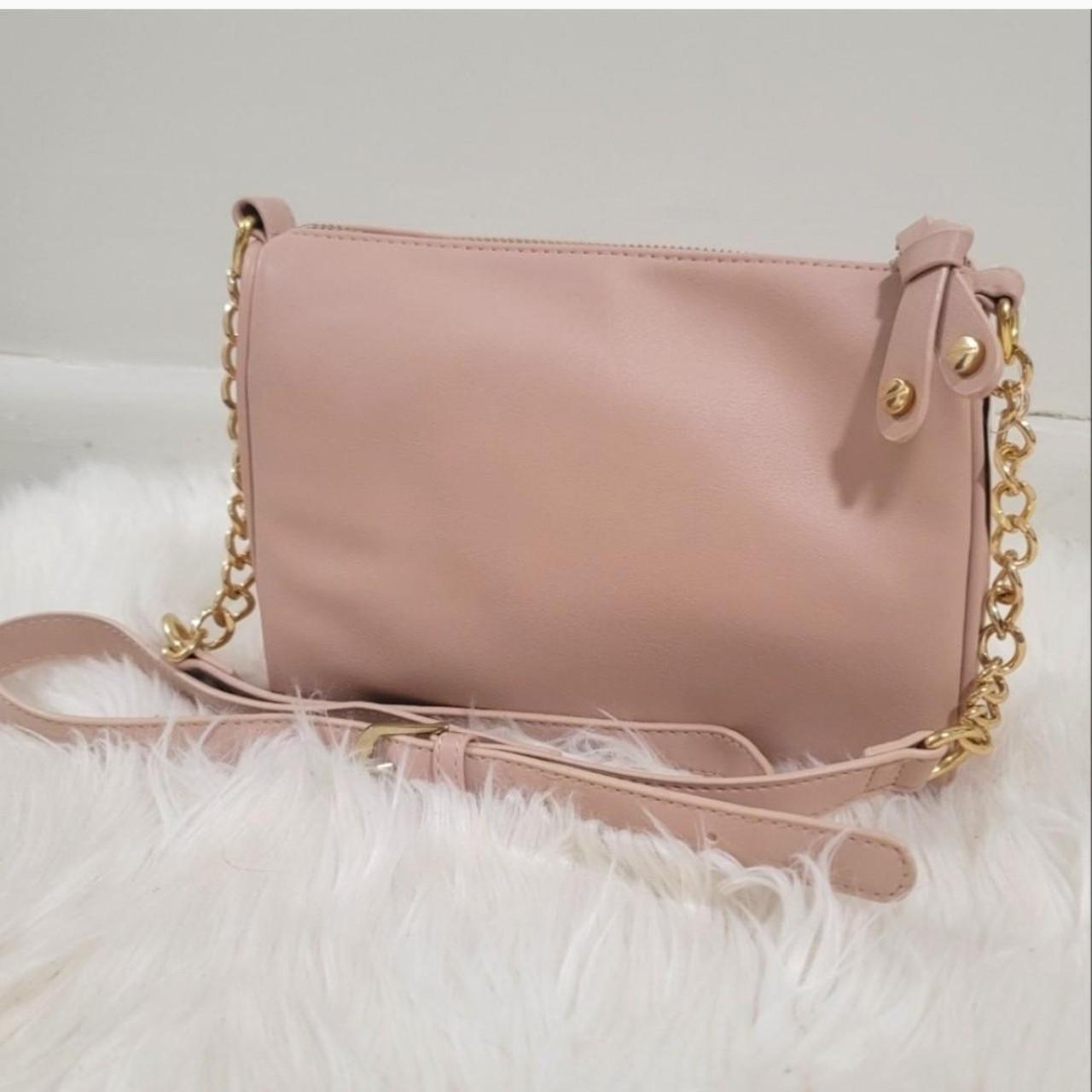 pale pink cross body bag with adjustable strap and... - Depop