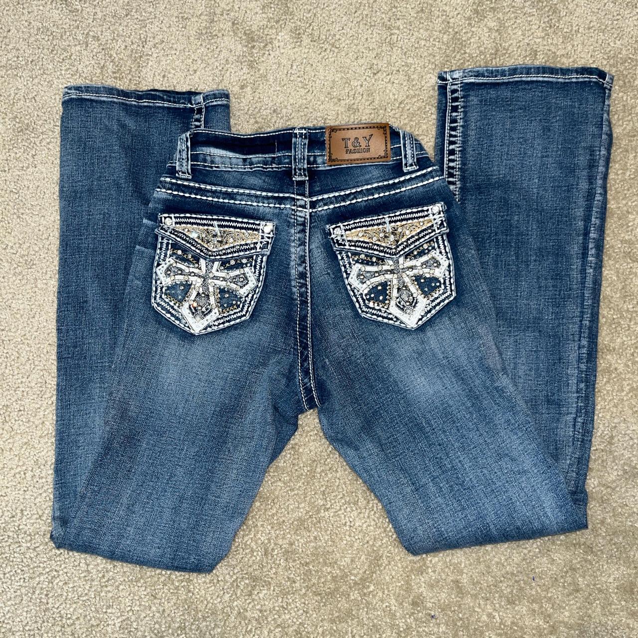 bedazzled lowrise bootcut jeans brand: t&y... - Depop