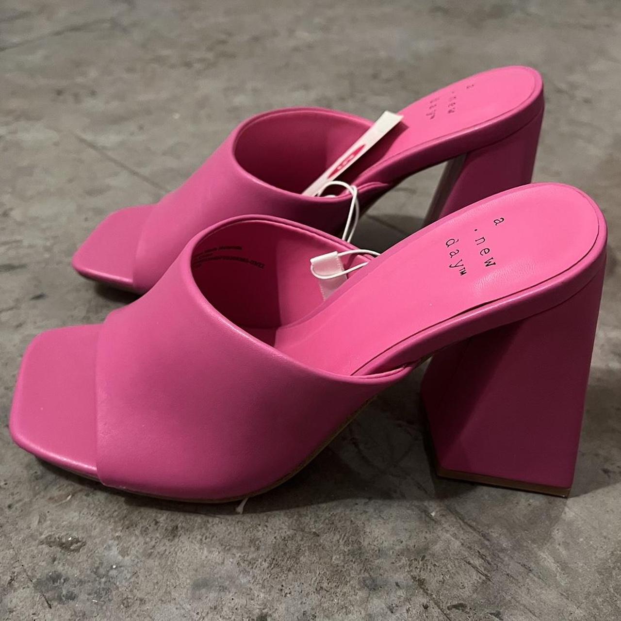 Hot Pink Pumps Slip on, sandals Chunky, block... - Depop