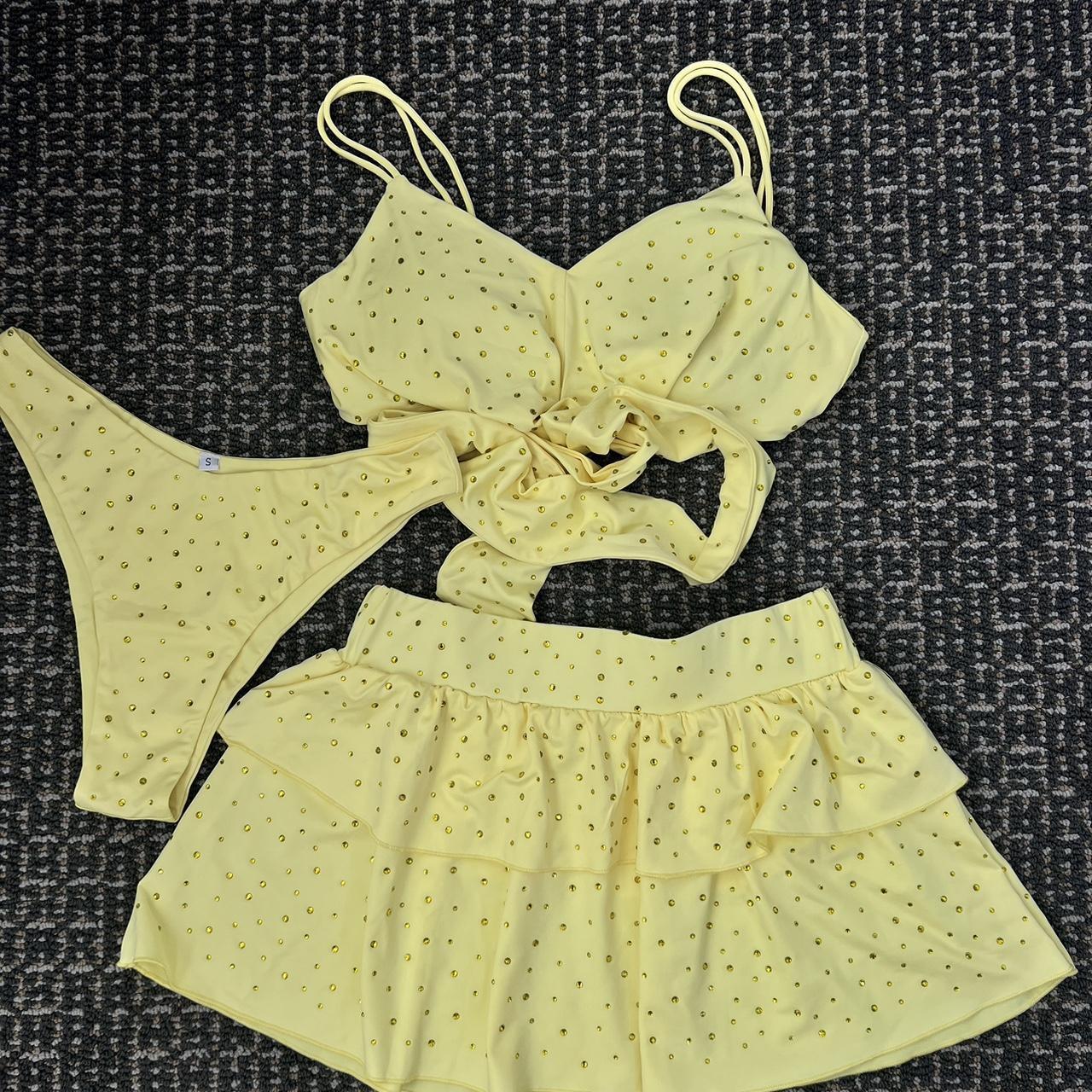 Three piece sunshine yellow rave outfit. I’ve only... - Depop