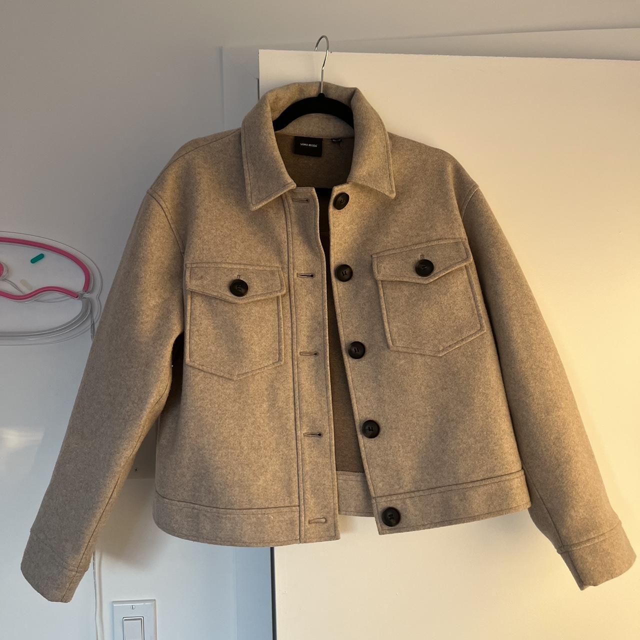 Fall Beige Jacket worn only once size: M ... - Depop