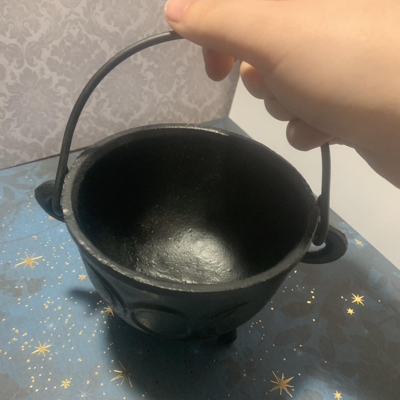 Authentic Cast iron cauldron with triple moon design... - Depop