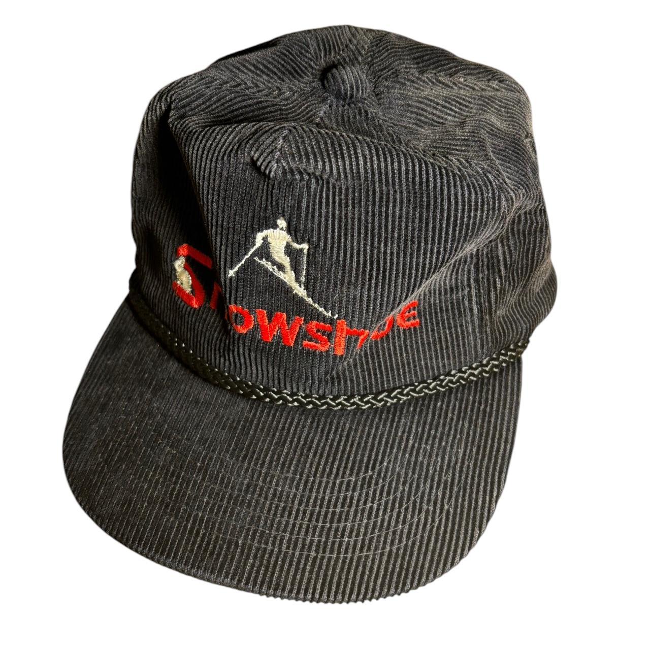 80s corduroy skiing cap with embroidered logo and... - Depop