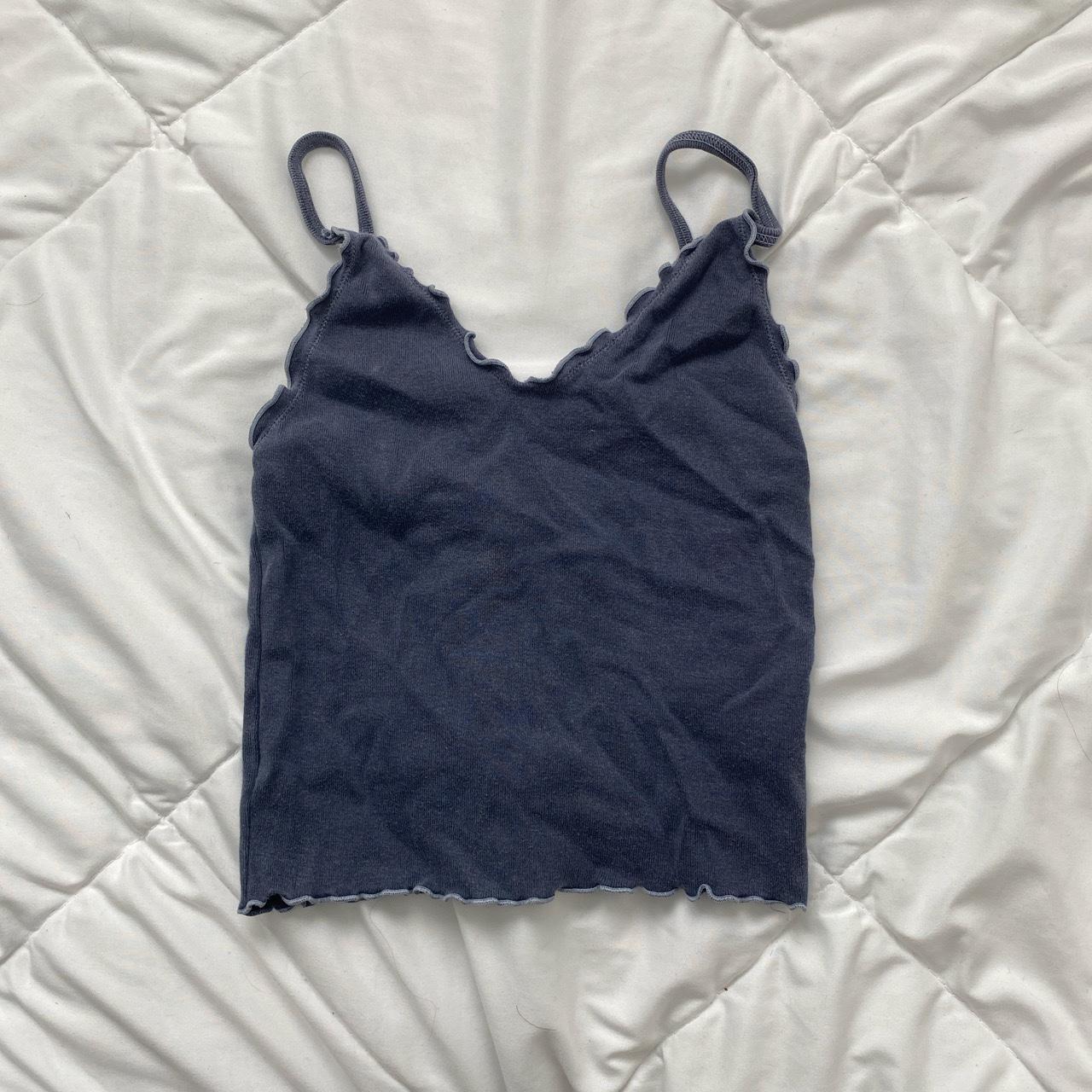 brandy melville blue ruffle trim tank top - Depop
