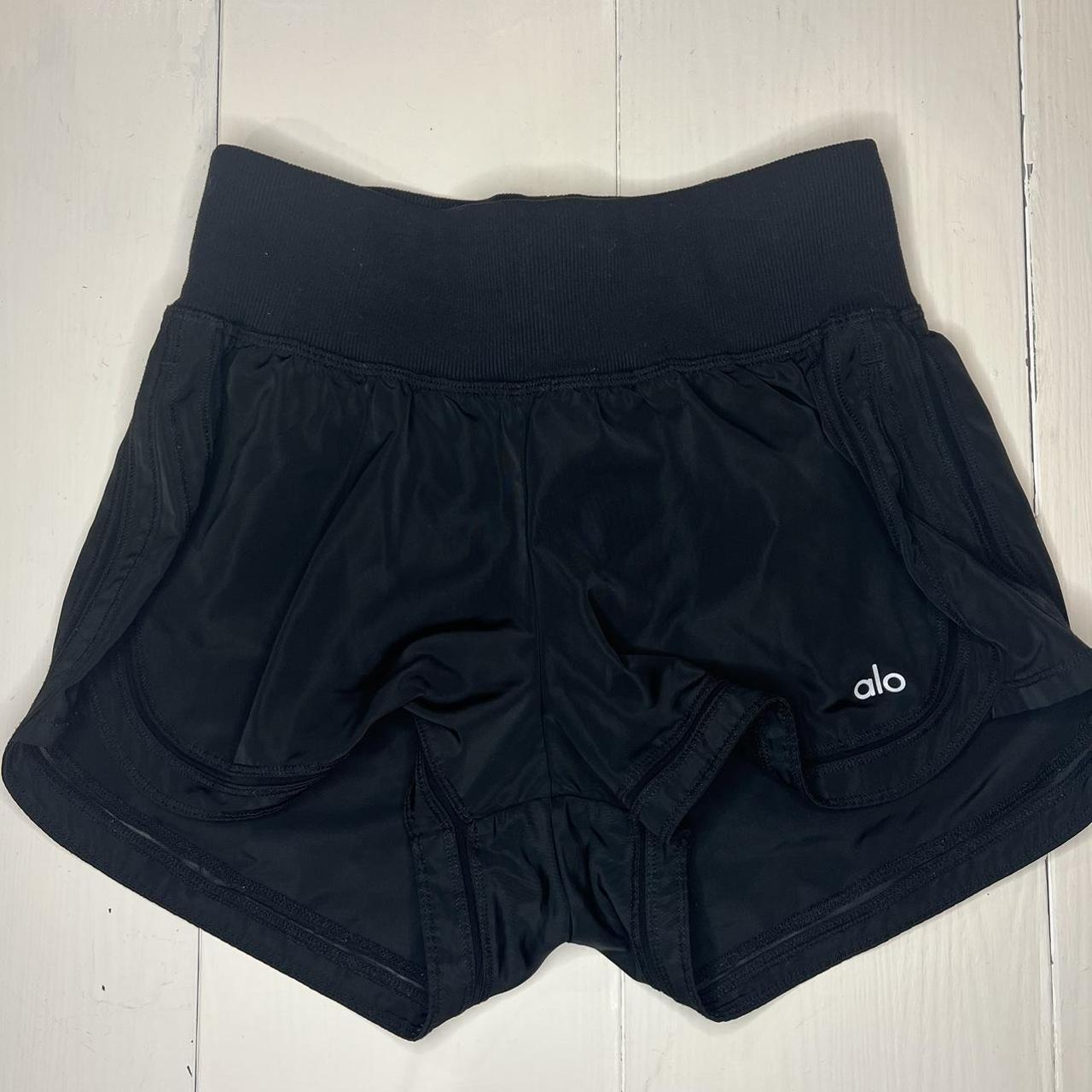 Alo yoga black shorts size xs based on my... - Depop