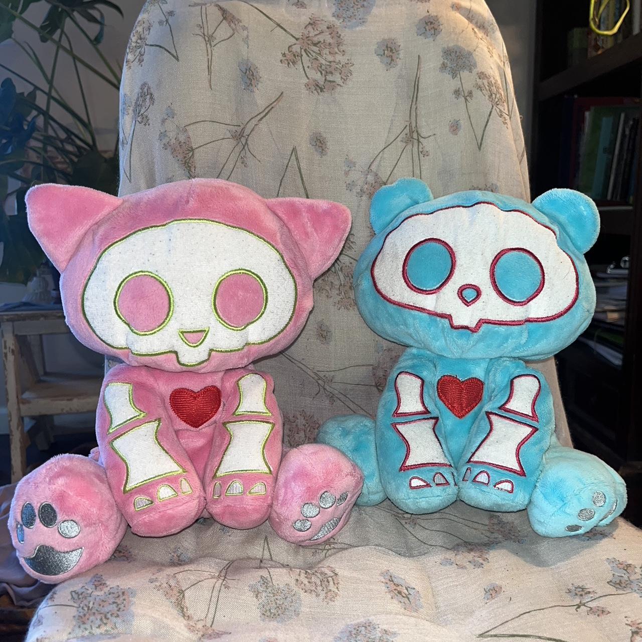 Eee the cutest skelanimals ever! Pink cat with green... - Depop