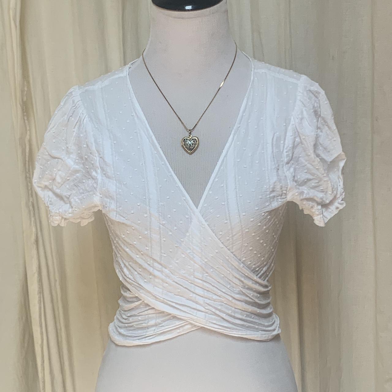 ☁️• Sheer White Coquette Overlay Blouse•☁️ Notes -... - Depop