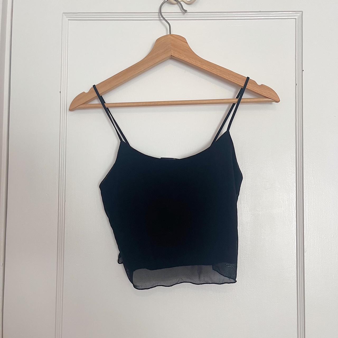 brandy melville black two-layer mesh tank top,... | Depop