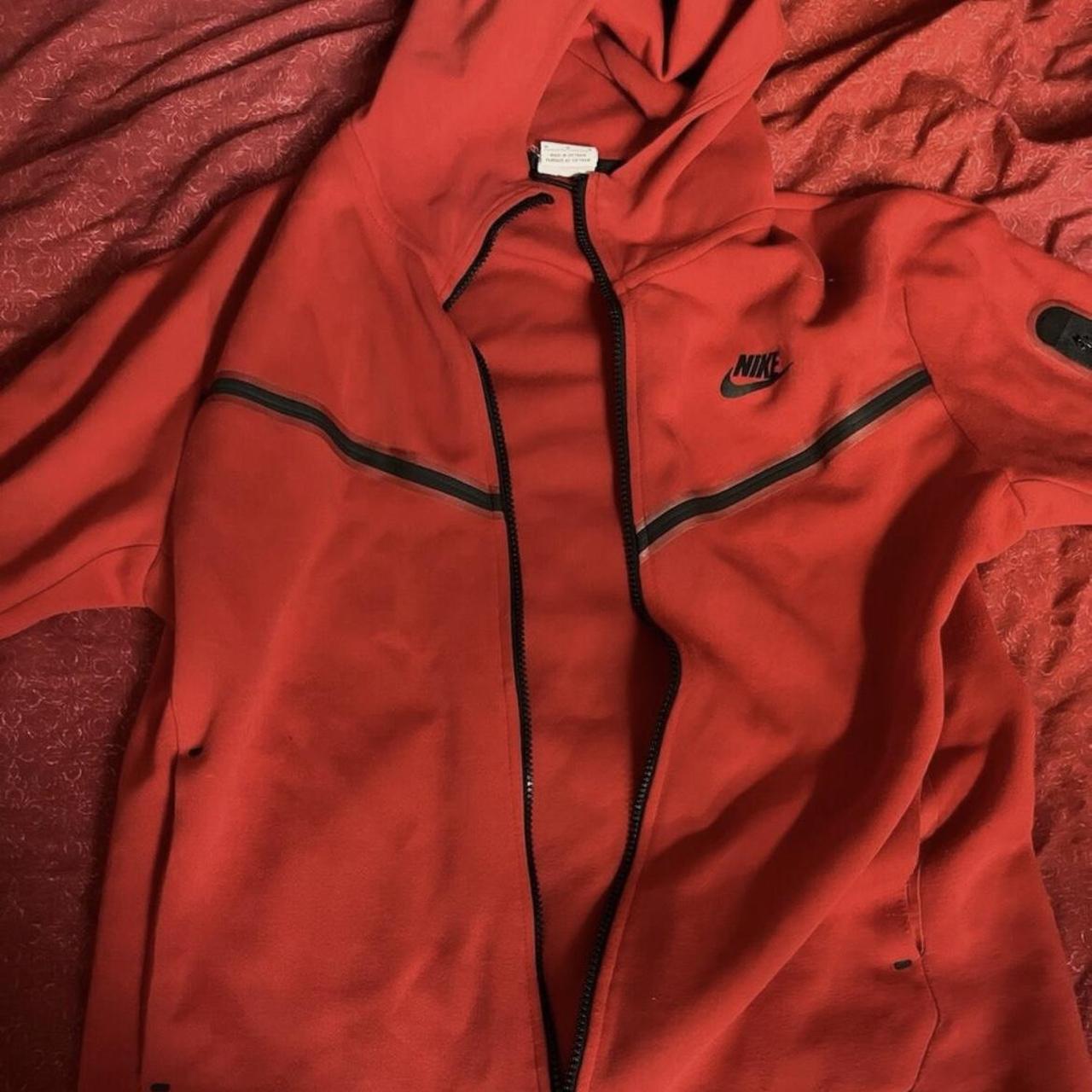 Nike Red tech fleece hoodie #NikeTechFleece | Depop