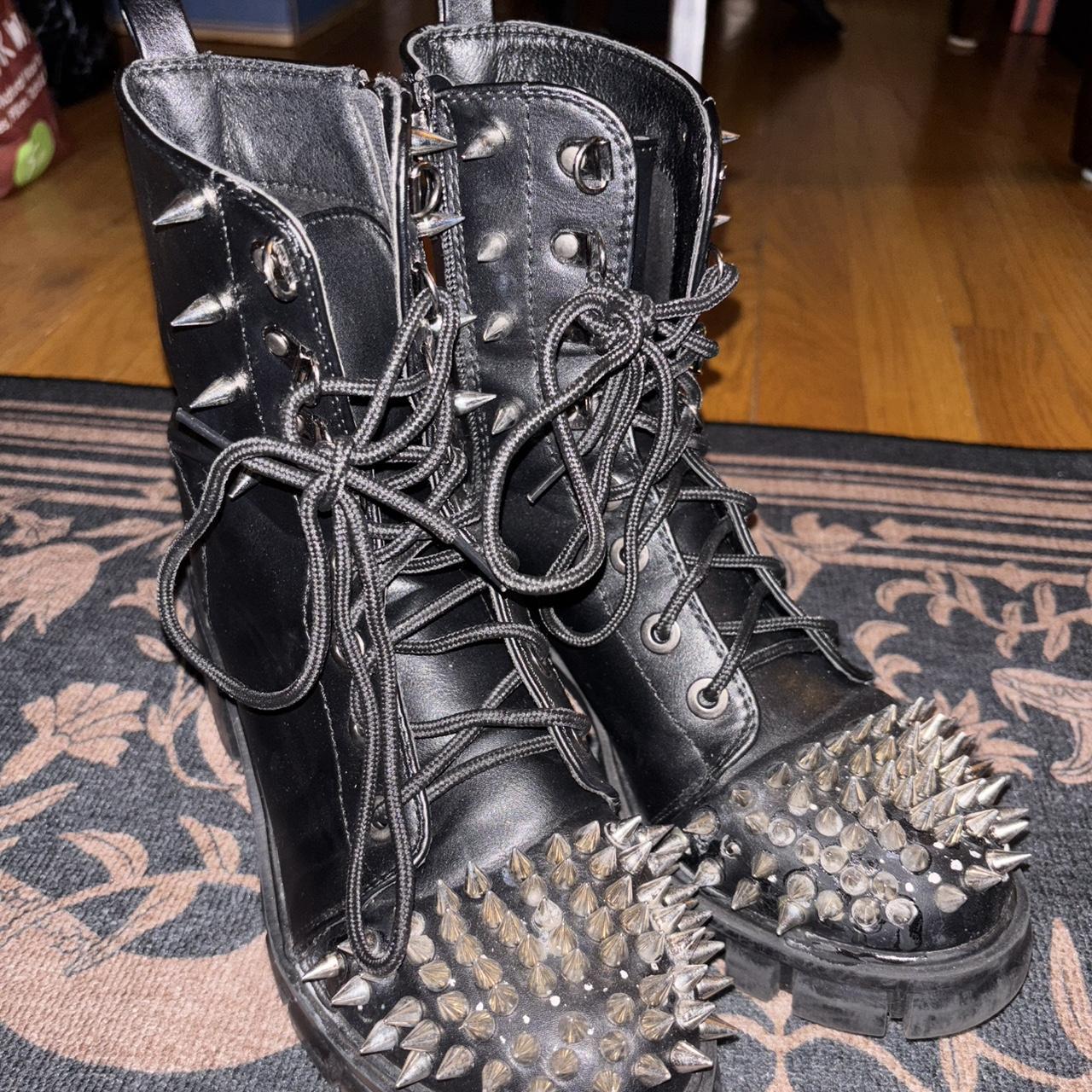 DIY spiked toe punk boots: some spikes may fall off... | Depop