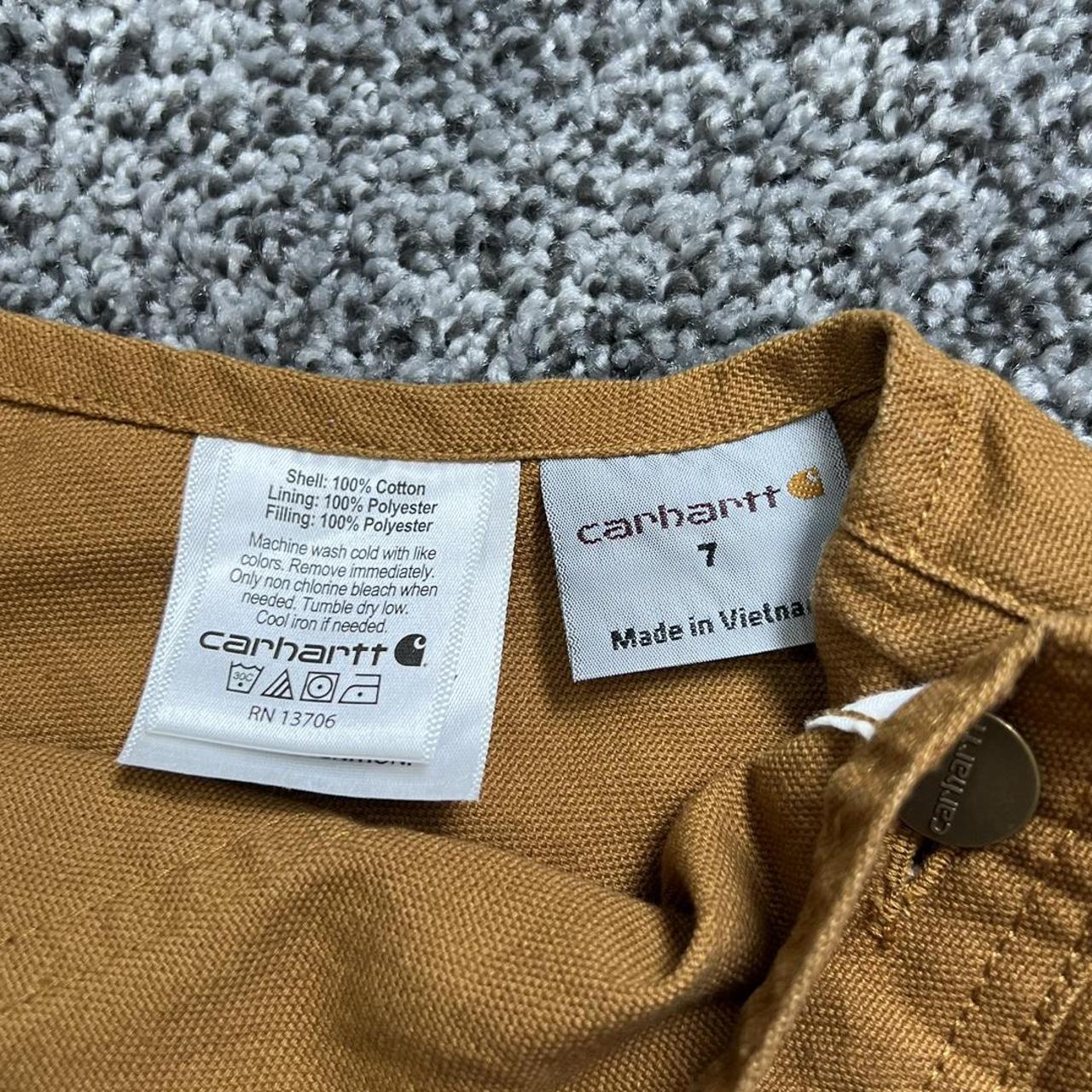 Tan Carhartt Double Knee Overalls Boys Size... - Depop