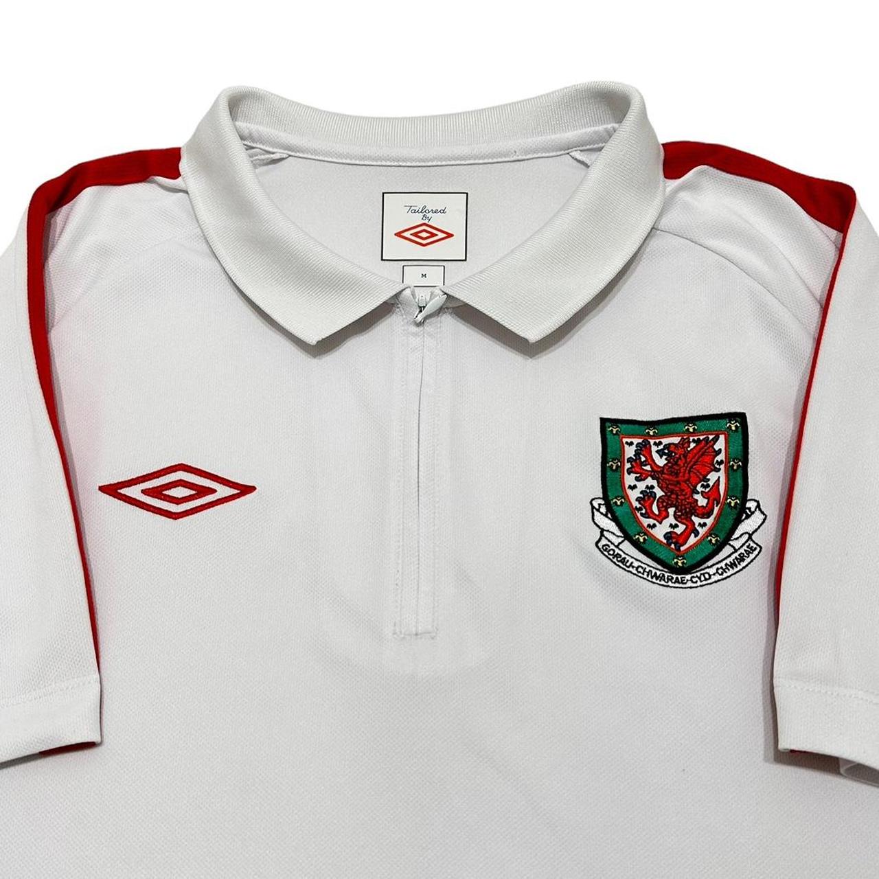 UMBRO Wales Football Shirt Retro White & Red... - Depop