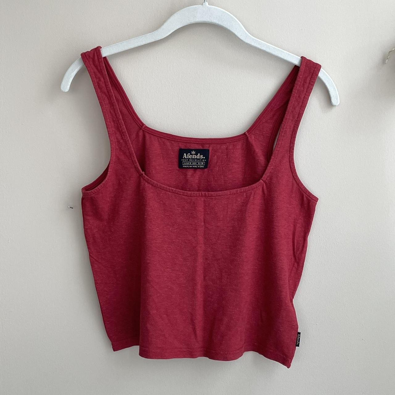 Afends Women's Red and Burgundy Crop-top | Depop