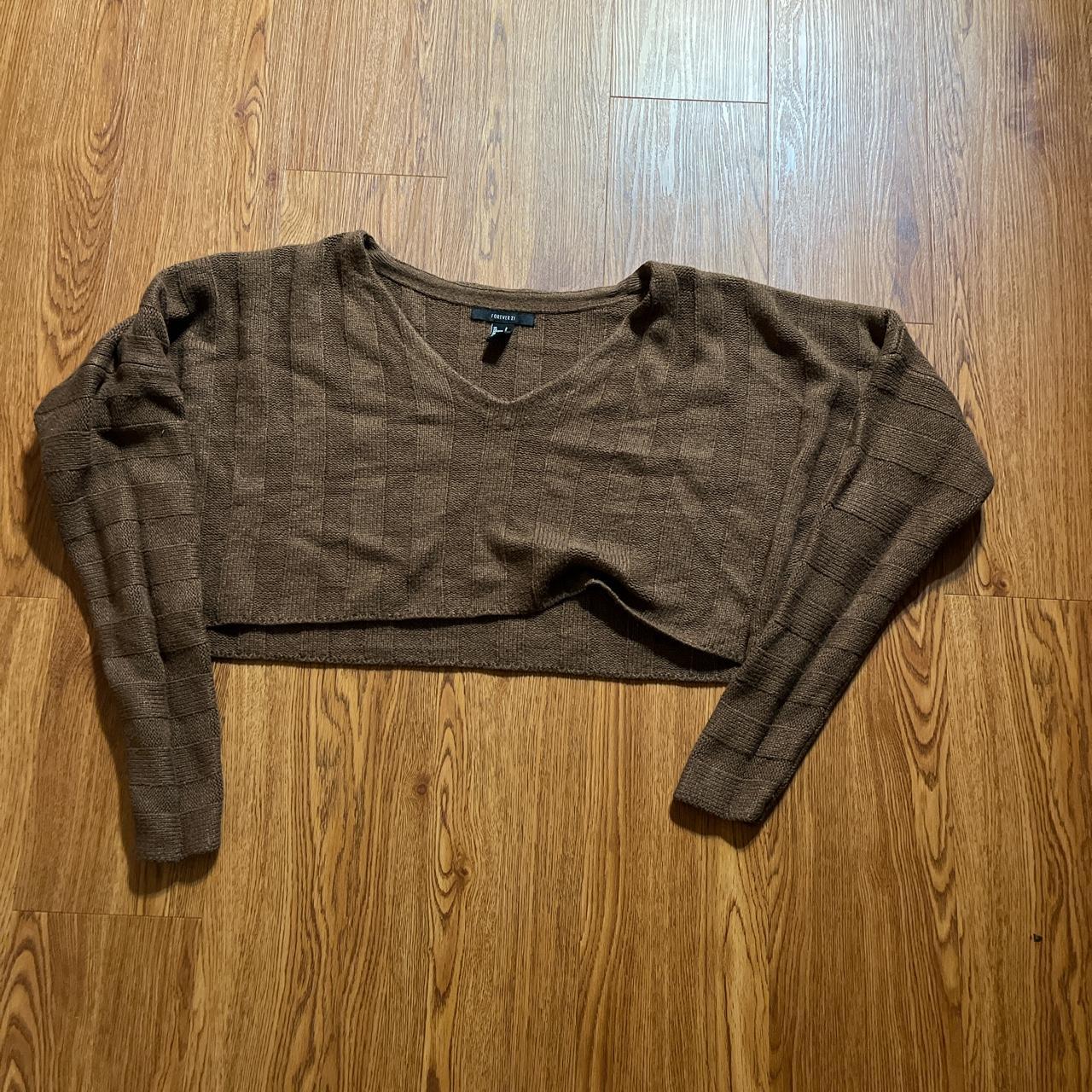 brown cropped sweater - Depop