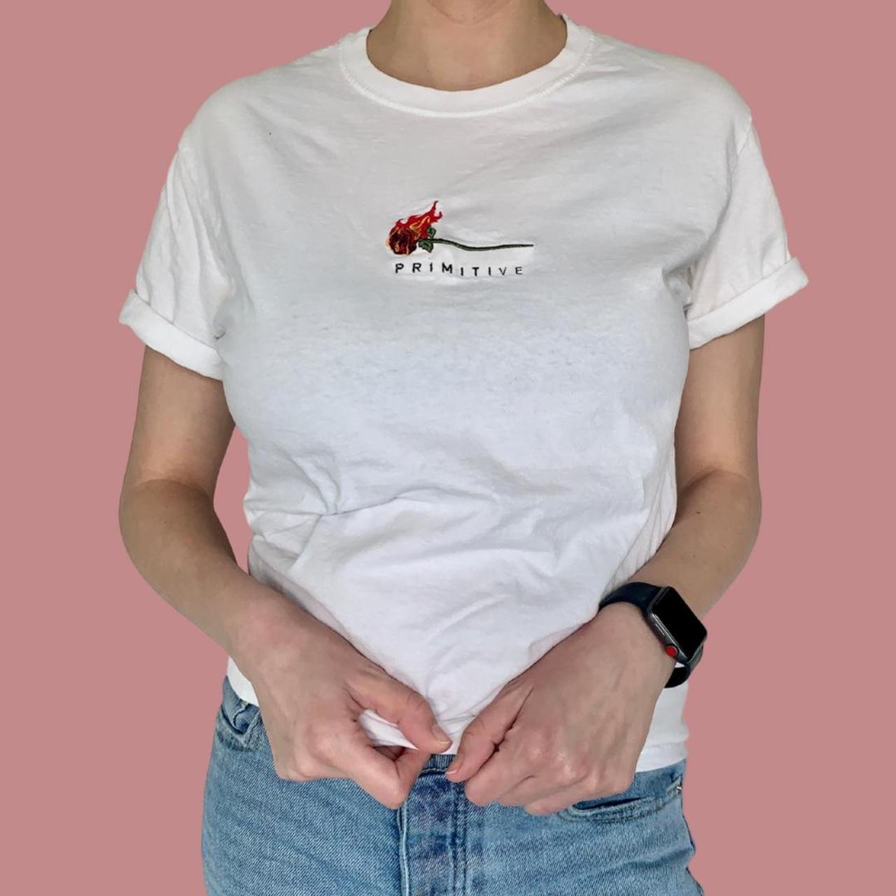 White Primitive Rose Tshirt 🔥 • Heartbreaker Burning... - Depop