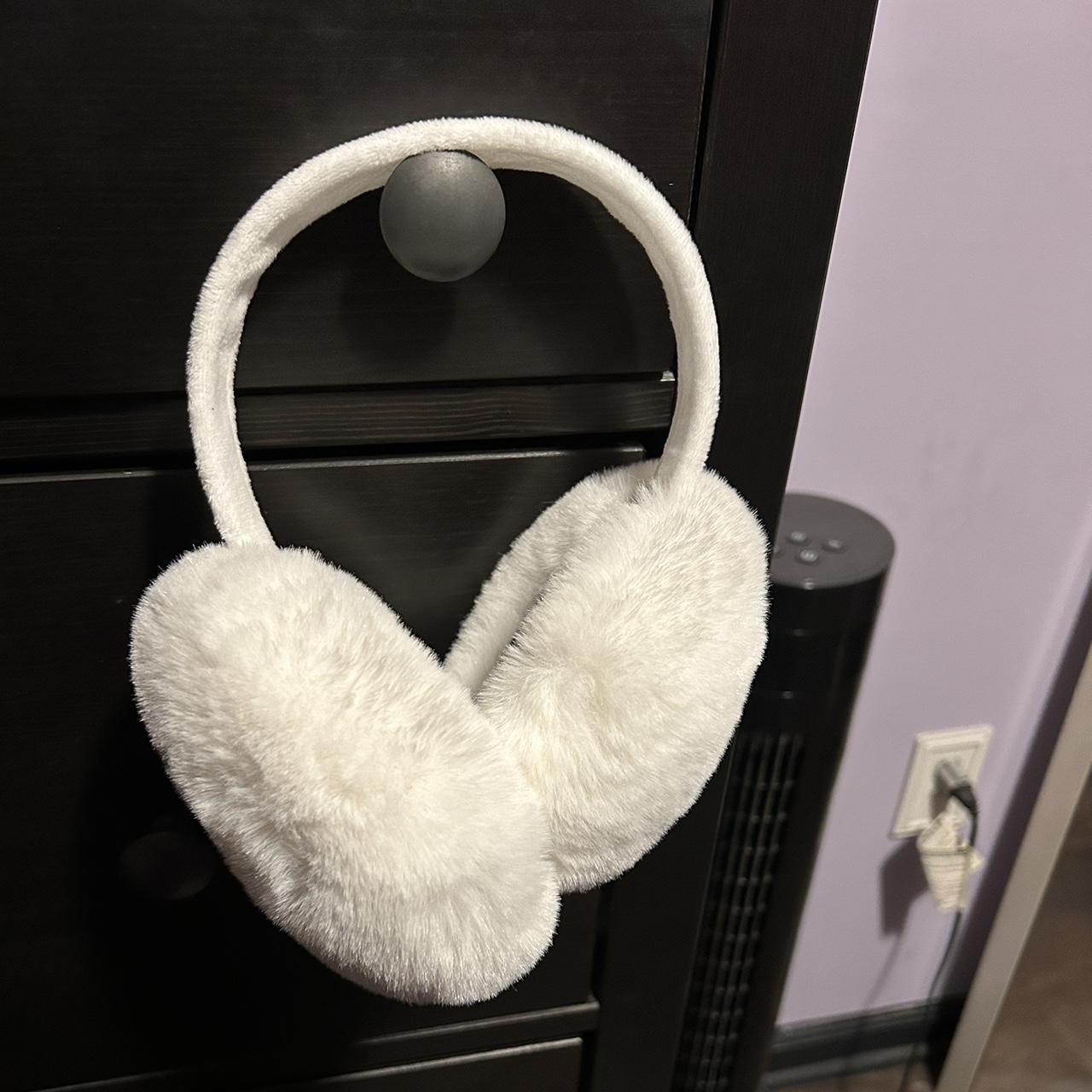 white fluffy ear muffs - Depop
