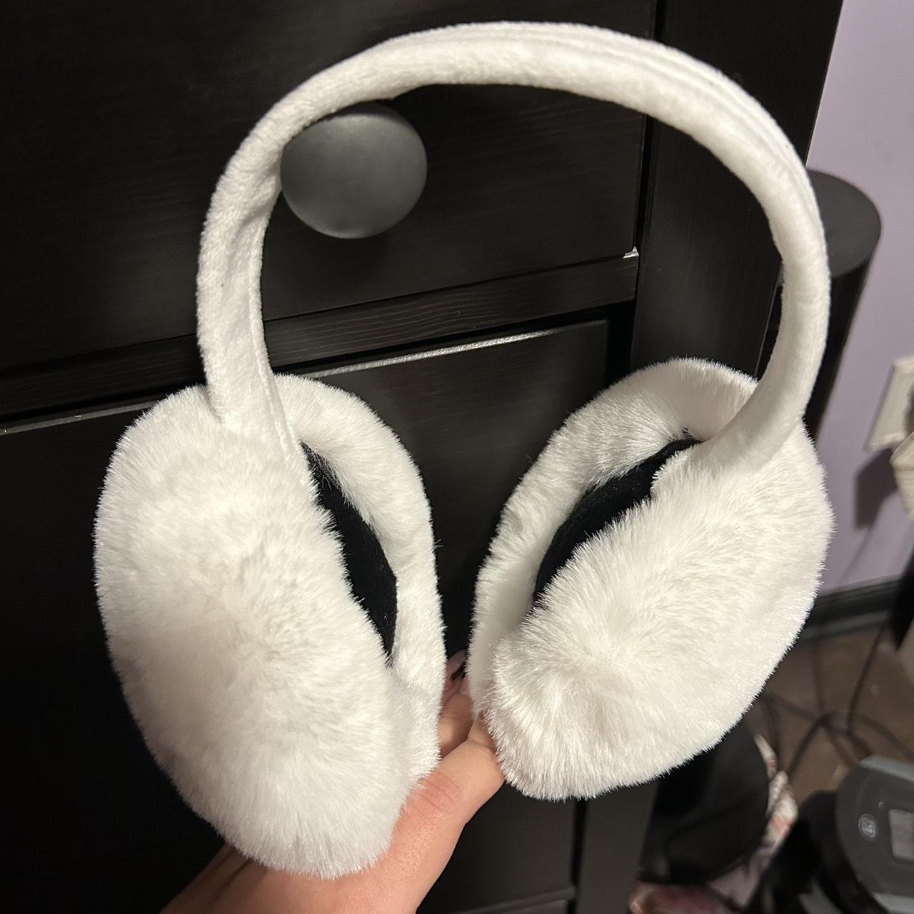 white fluffy ear muffs - Depop