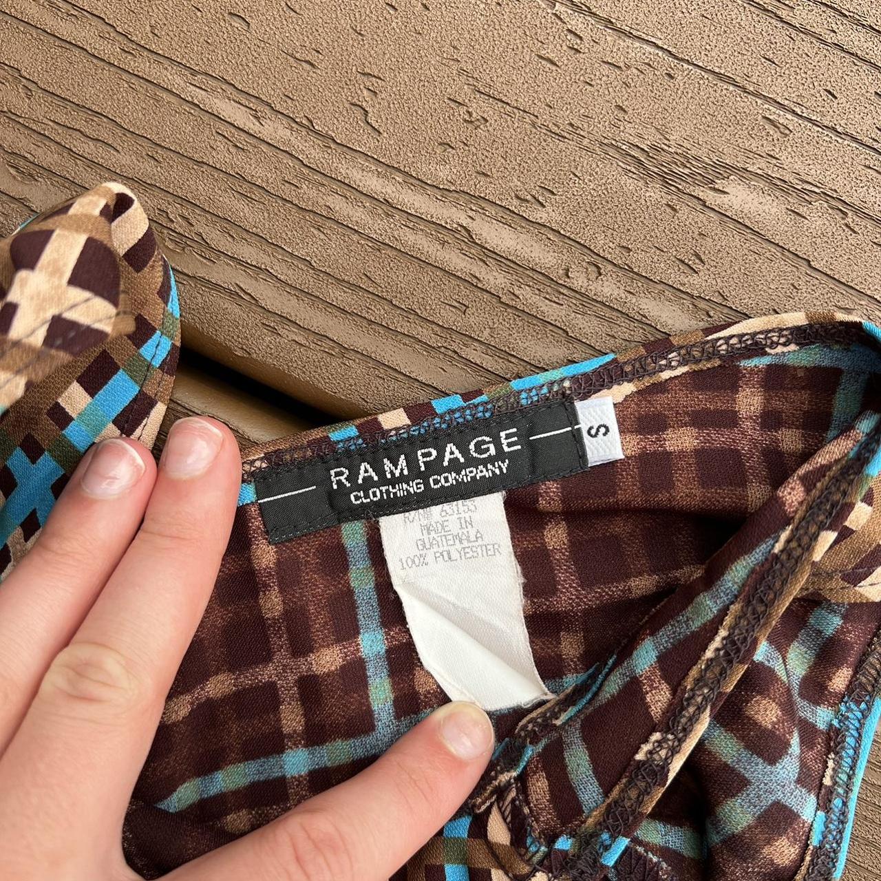 Vintage y2k rampage brown and teal patterned cowl... - Depop