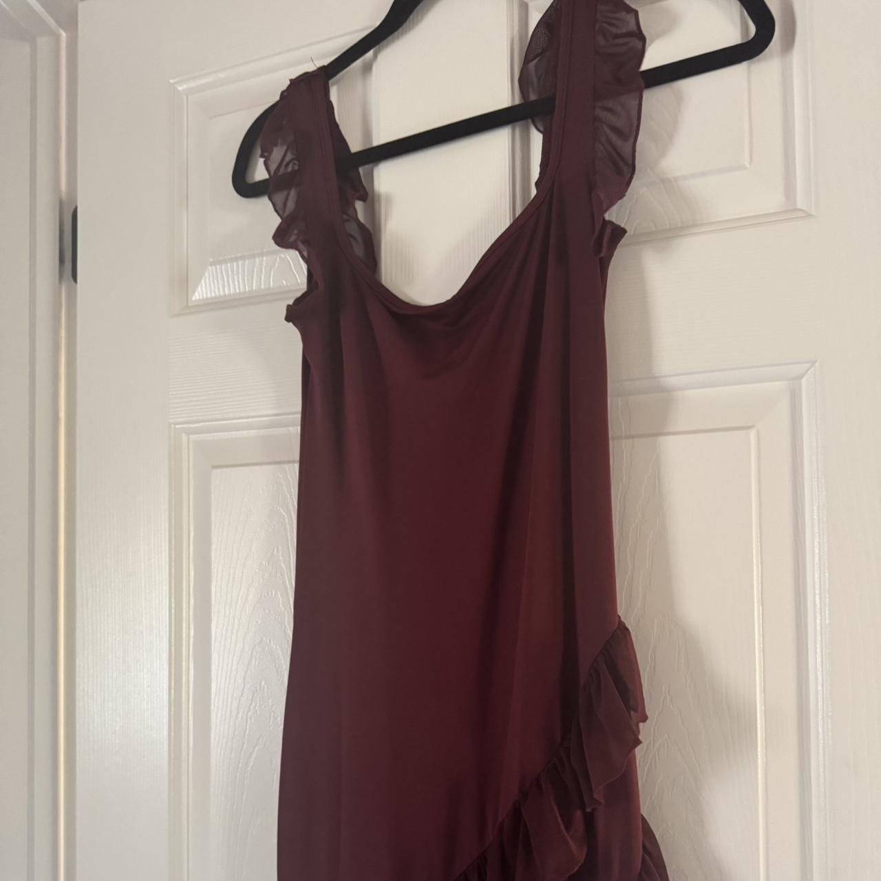 Giotra boutique burgundy maxi dress with ruffles.... - Depop