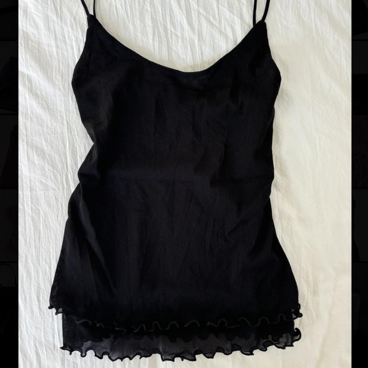 brandy melville mesh ruffle layered tank top, never... - Depop